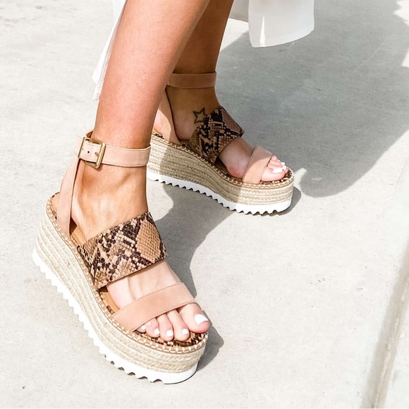 Crown Vintage | Shoes | Snake Print Wedge Platform Sandals | Poshmark